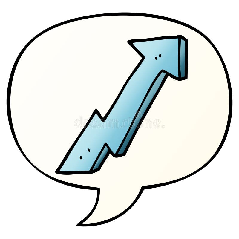 A Creative Cartoon Positive Growth Arrow and Speech Bubble in Smooth ...