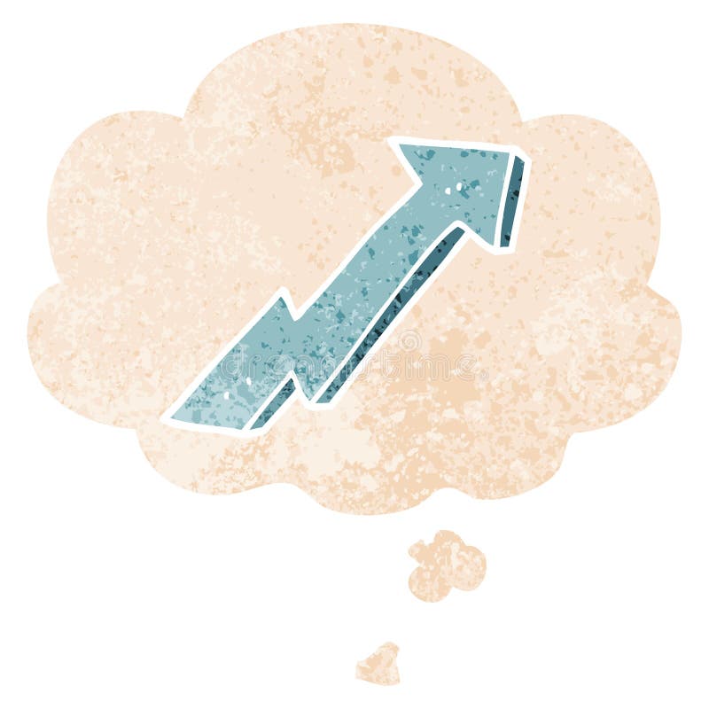 A Creative Cartoon Positive Growth Arrow and Thought Bubble in Retro ...