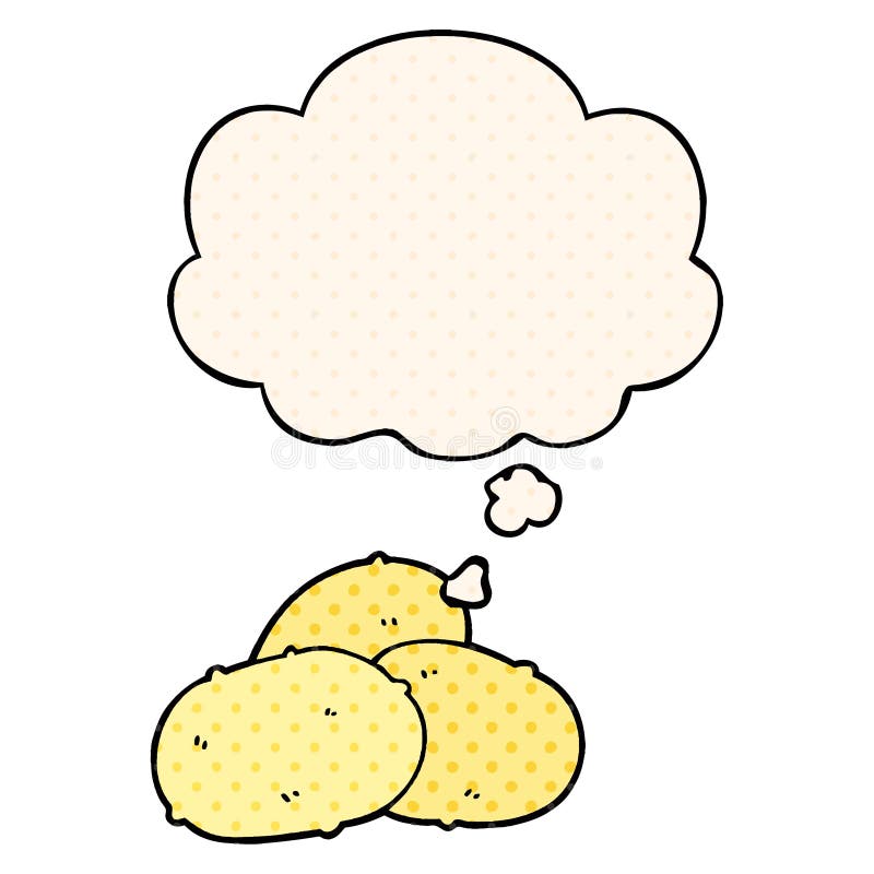A Creative Cartoon Potatoes and Thought Bubble in Comic Book Style ...
