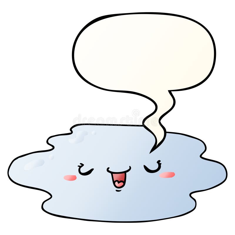 A Creative Cartoon Puddle and Face and Speech Bubble in Smooth Gradient ...