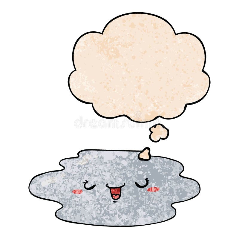A Creative Cartoon Puddle with Face and Thought Bubble in Grunge ...