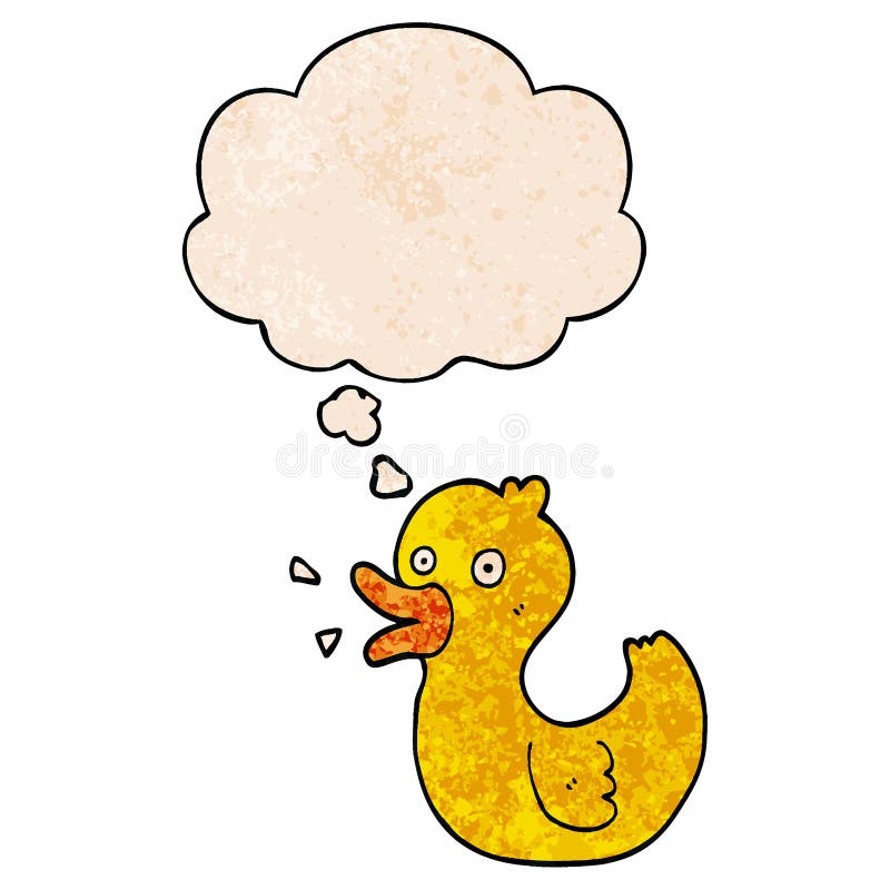 A Creative Cartoon Quacking Duck and Thought Bubble in Grunge Texture ...