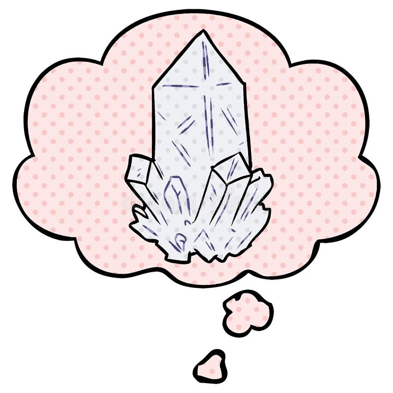 A Creative Cartoon Quartz Crystal and Thought Bubble in Comic Book ...