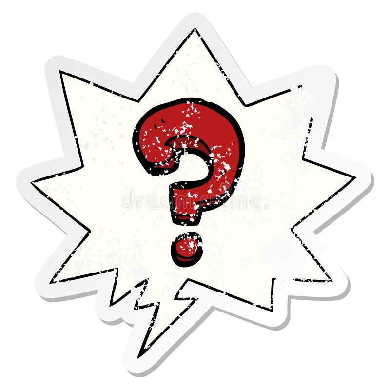 A Creative Cartoon Question Mark and Speech Bubble Distressed Sticker ...