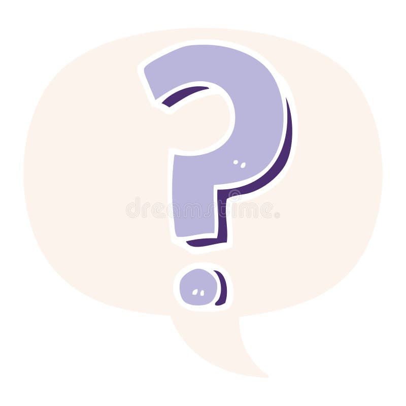 A Creative Cartoon Question Mark and Speech Bubble in Retro Style Stock ...