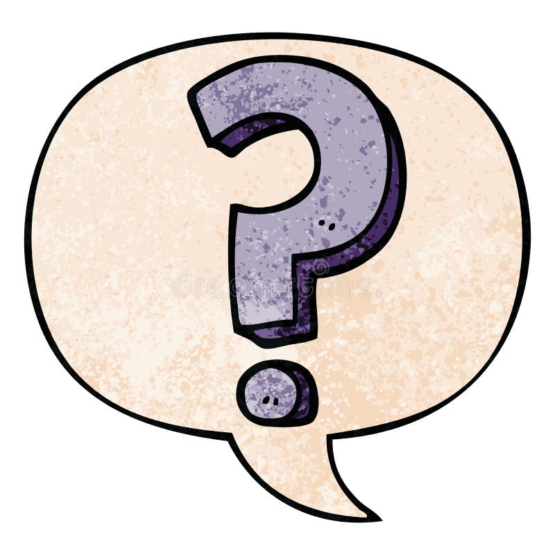 A Creative Cartoon Question Mark and Speech Bubble in Retro Texture ...