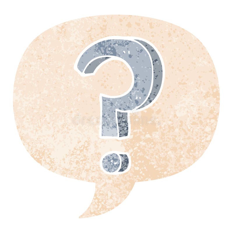 A Creative Cartoon Question Mark and Speech Bubble in Retro Textured ...