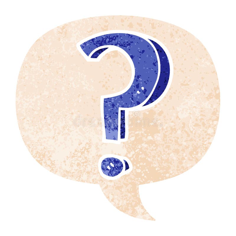A Creative Cartoon Question Mark and Speech Bubble in Retro Textured ...