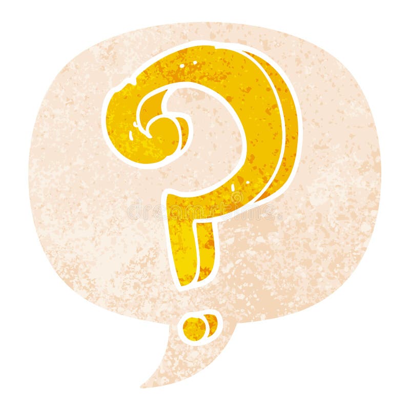 A Creative Cartoon Question Mark and Speech Bubble in Retro Textured ...
