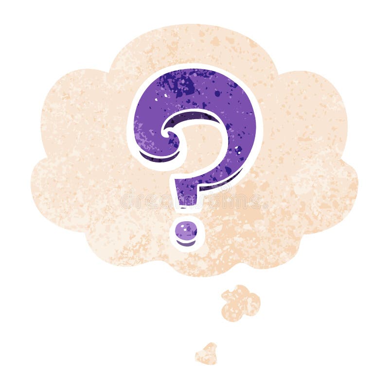 A Creative Cartoon Question Mark and Thought Bubble in Retro Textured ...