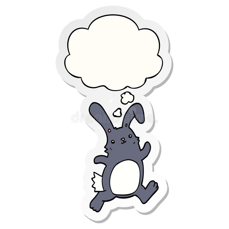 A Creative Cartoon Rabbit Running and Thought Bubble As a Printed ...