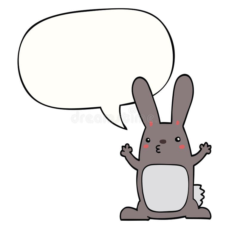 A Creative Cartoon Rabbit and Speech Bubble Stock Vector - Illustration ...