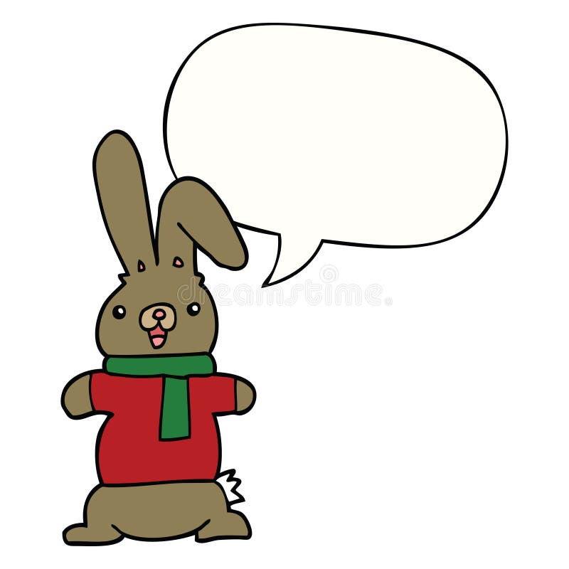 A Creative Cartoon Rabbit and Speech Bubble Stock Vector - Illustration ...