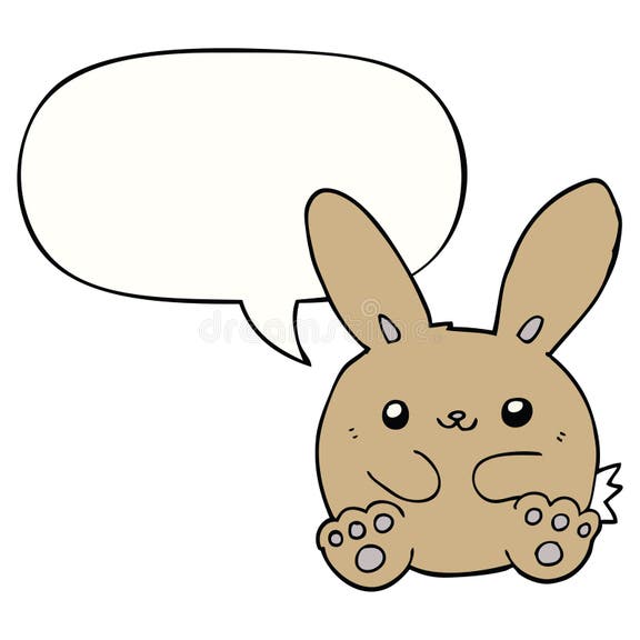 A Creative Cartoon Rabbit and Speech Bubble Stock Vector - Illustration ...