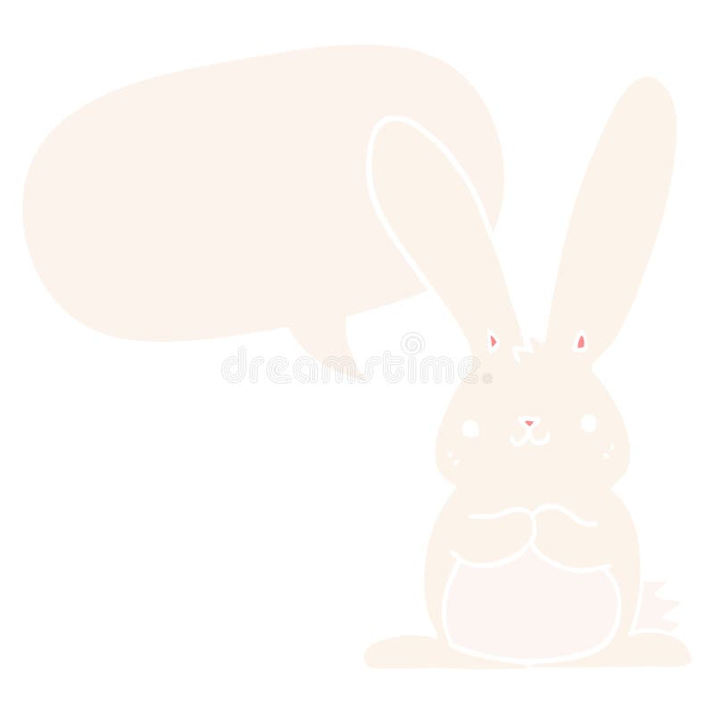 A Creative Cartoon Rabbit and Speech Bubble in Retro Style Stock Vector ...