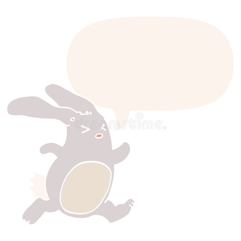 A Creative Cartoon Rabbit and Speech Bubble in Retro Style Stock Vector ...