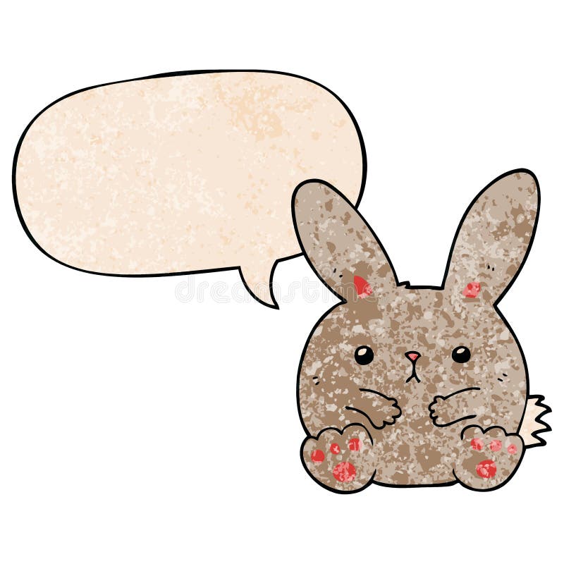 A Creative Cartoon Rabbit and Speech Bubble in Retro Texture Style ...