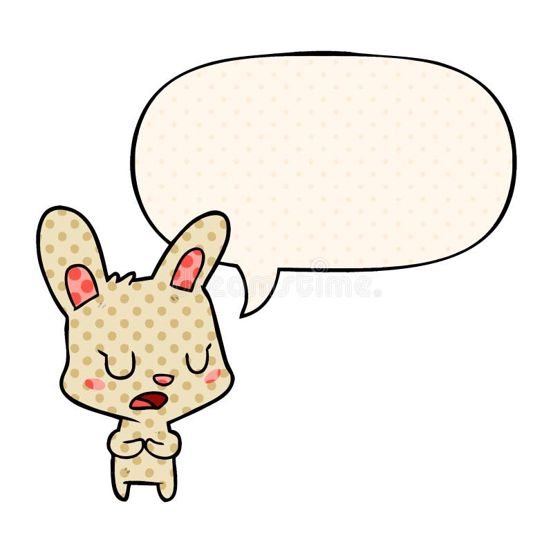 A Creative Cartoon Rabbit Talking and Speech Bubble in Comic Book Style ...