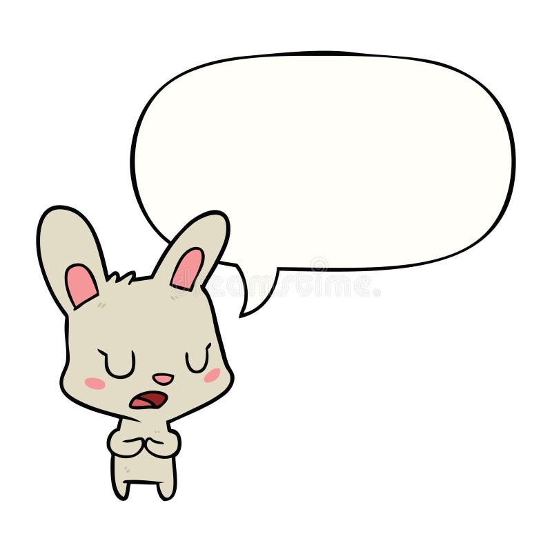 A Creative Cartoon Rabbit Talking and Speech Bubble Stock Vector ...