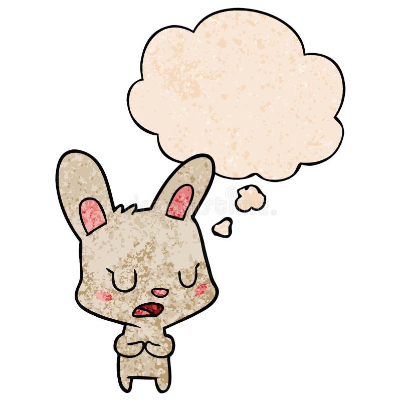 A Creative Cartoon Rabbit Talking and Thought Bubble in Grunge Texture ...
