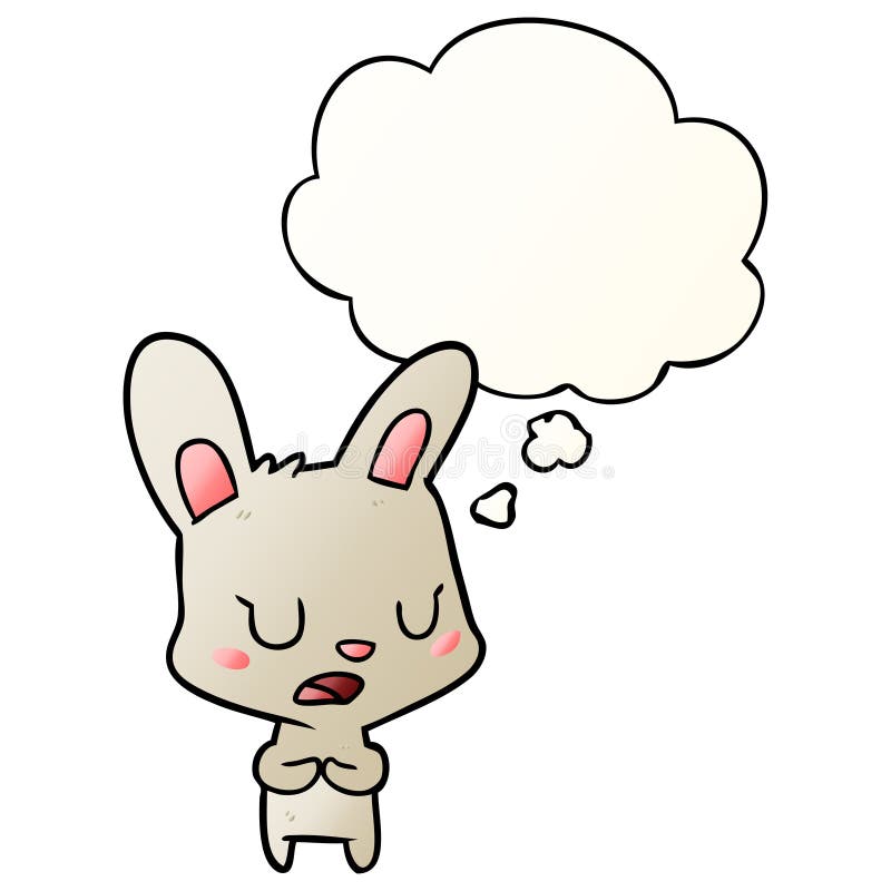 A Creative Cartoon Rabbit Talking and Thought Bubble in Smooth Gradient ...