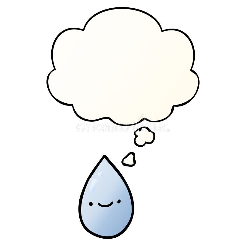 A Creative Cartoon Raindrop and Thought Bubble in Smooth Gradient Style ...