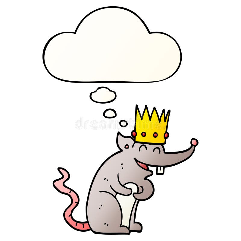 A Creative Cartoon Rat King Laughing and Thought Bubble in Smooth ...