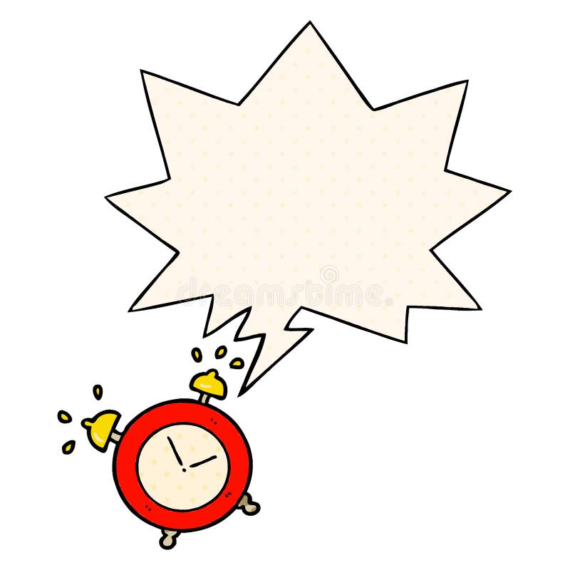 A Creative Cartoon Ringing Alarm Clock and Speech Bubble in Comic Book ...