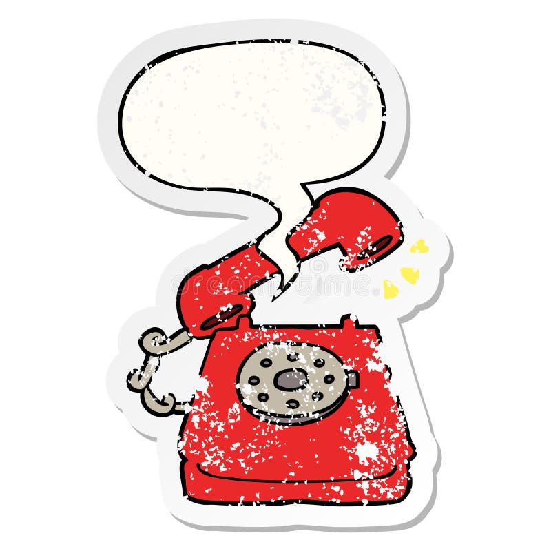 A Creative Cartoon Ringing Telephone and Speech Bubble Distressed ...