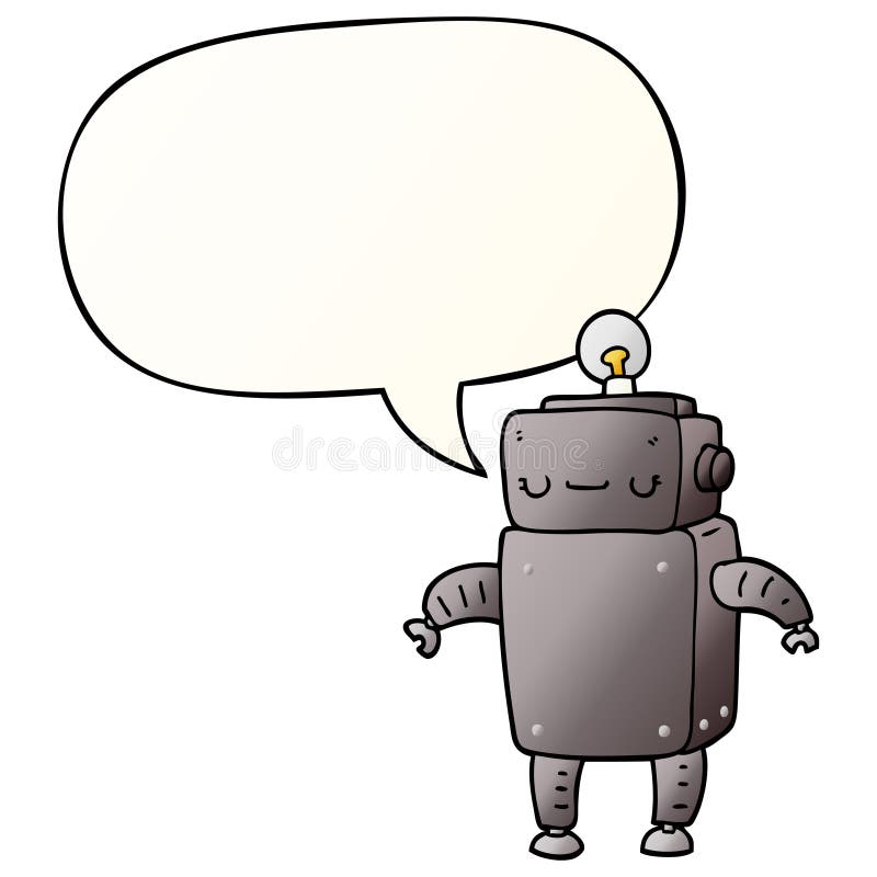 A Creative Cartoon Robot and Speech Bubble in Smooth Gradient Style ...