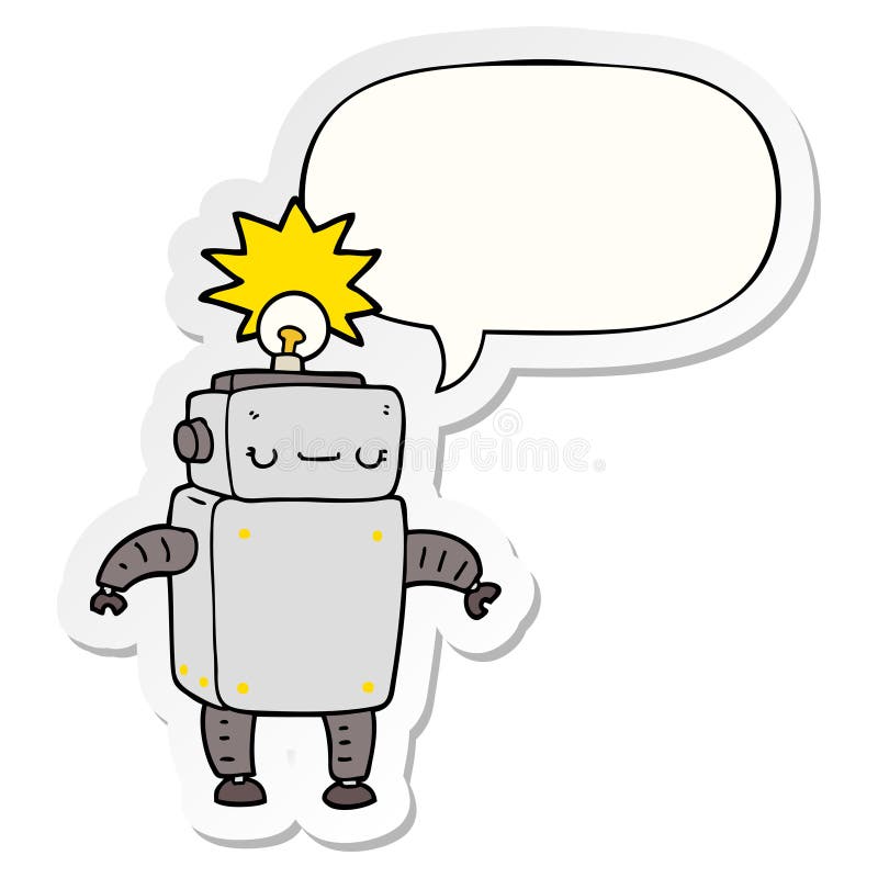 A Creative Cartoon Robot And Speech Bubble Sticker Stock Vector ...