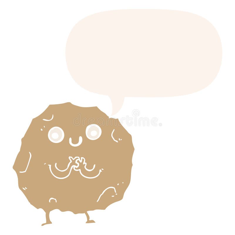 A Creative Cartoon Rock Character and Speech Bubble in Retro Style ...
