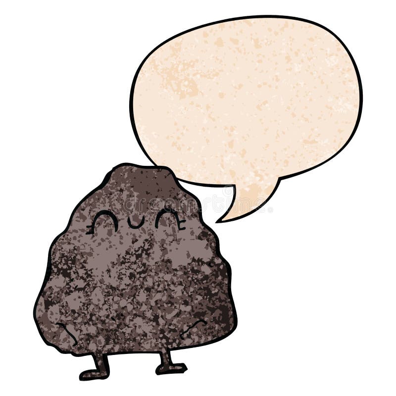 A Creative Cartoon Rock and Speech Bubble in Retro Texture Style Stock ...