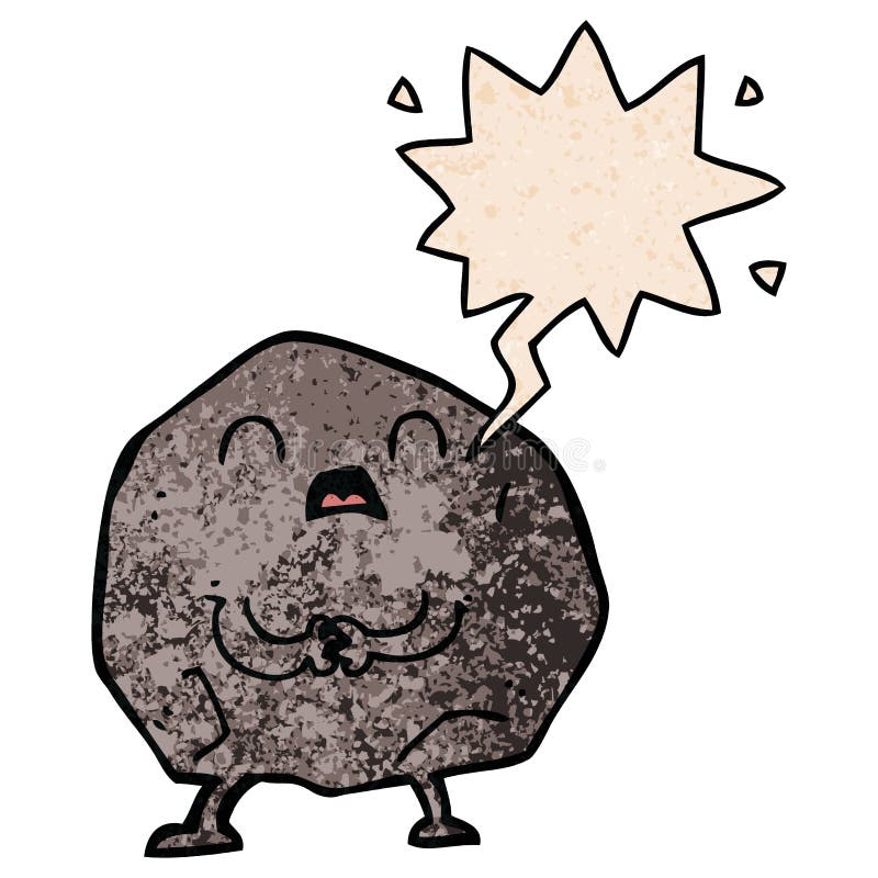 A Creative Cartoon Rock and Speech Bubble in Retro Texture Style Stock ...