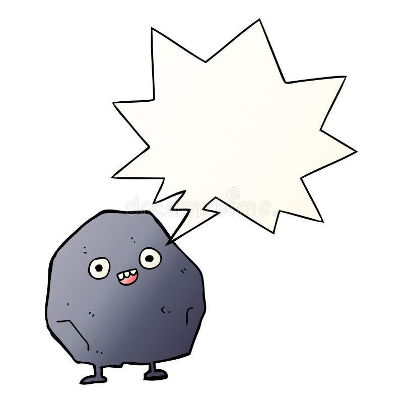 A Creative Cartoon Rock and Speech Bubble in Smooth Gradient Style ...