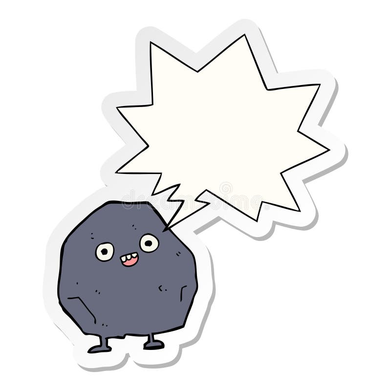 A Creative Cartoon Rock and Speech Bubble Sticker Stock Vector ...