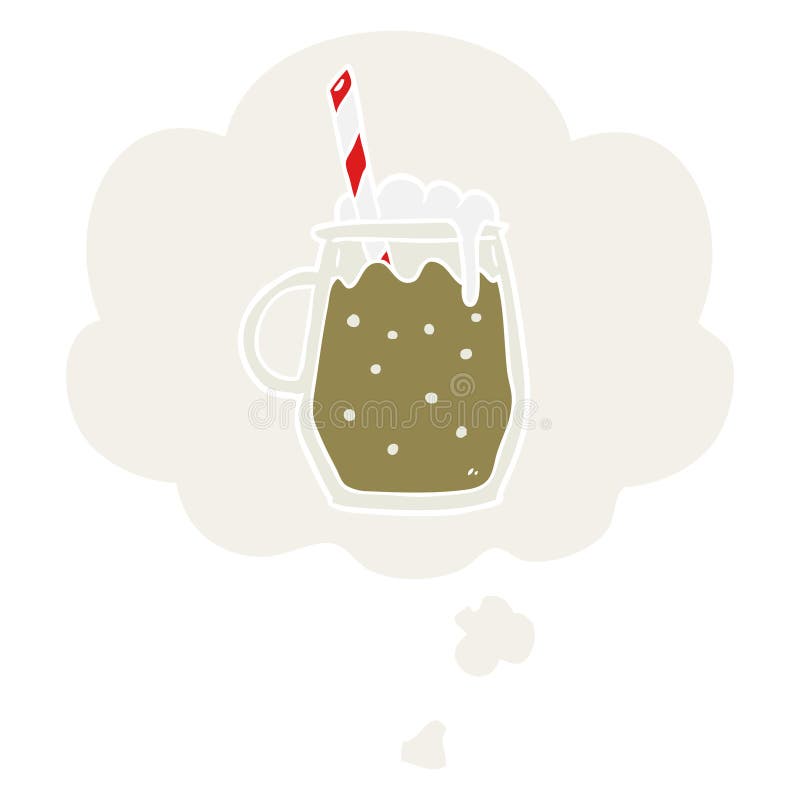 A Creative Cartoon Root Beer and Thought Bubble in Retro Style Stock ...