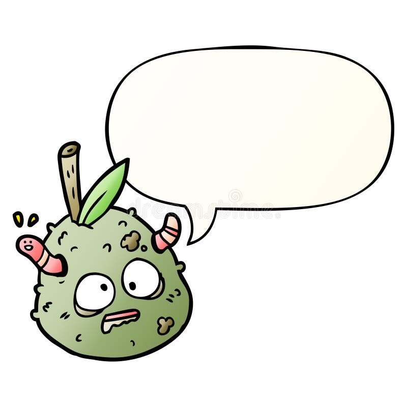 A Creative Cartoon Rotting Old Pear and Worm and Speech Bubble in ...