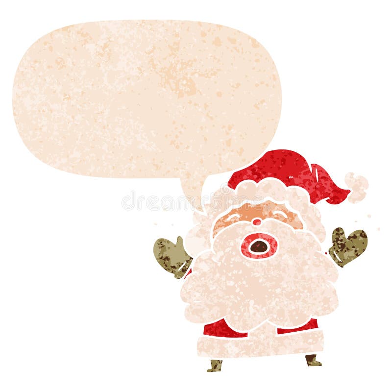 A Creative Cartoon Santa Claus Shouting and Speech Bubble in Retro ...