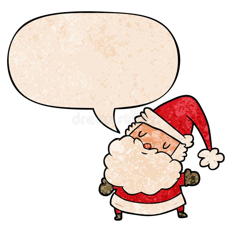 A Creative Cartoon Santa Claus and Speech Bubble in Retro Texture Style ...