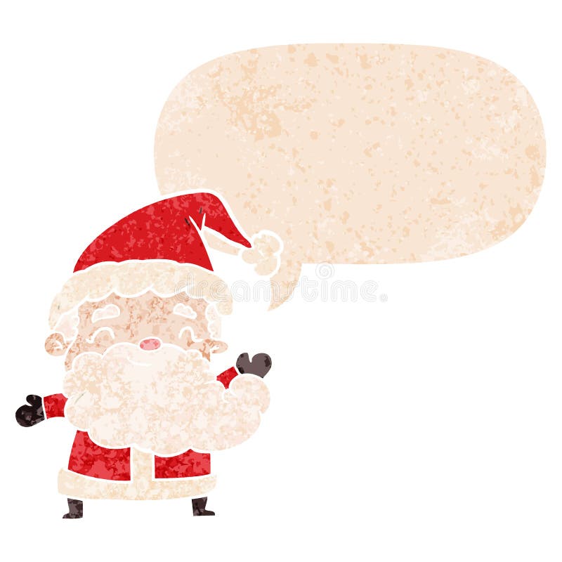A Creative Cartoon Santa Claus and Speech Bubble in Retro Textured ...