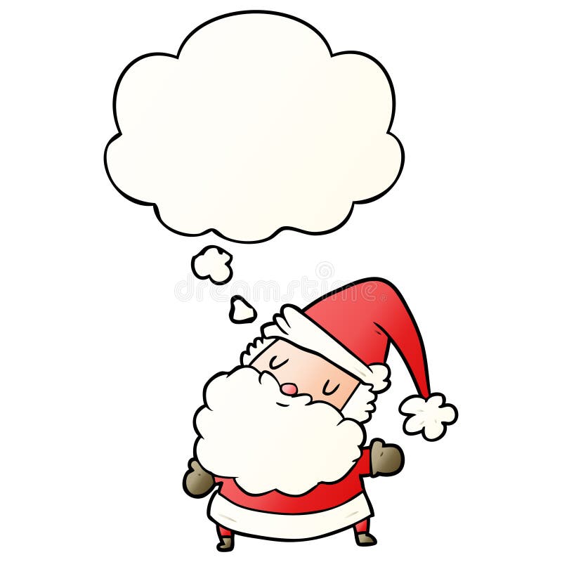A Creative Cartoon Santa Claus and Thought Bubble in Smooth Gradient ...