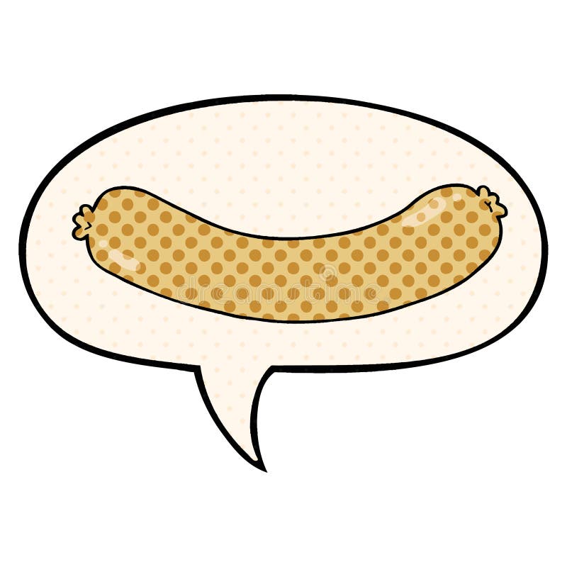 A Creative Cartoon Sausage and Speech Bubble in Comic Book Style Stock ...