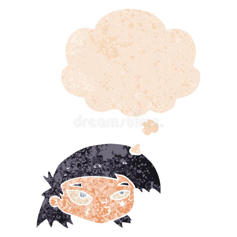 A Creative Cartoon Scratched Up Face and Thought Bubble in Retro ...
