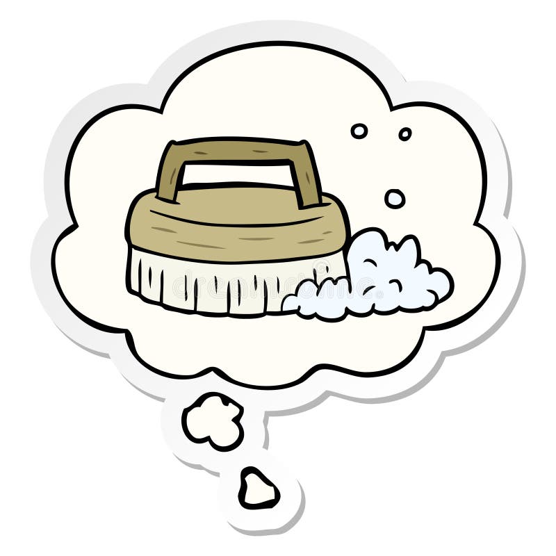 A Creative Cartoon Scrubbing Brush and Thought Bubble As a Printed ...