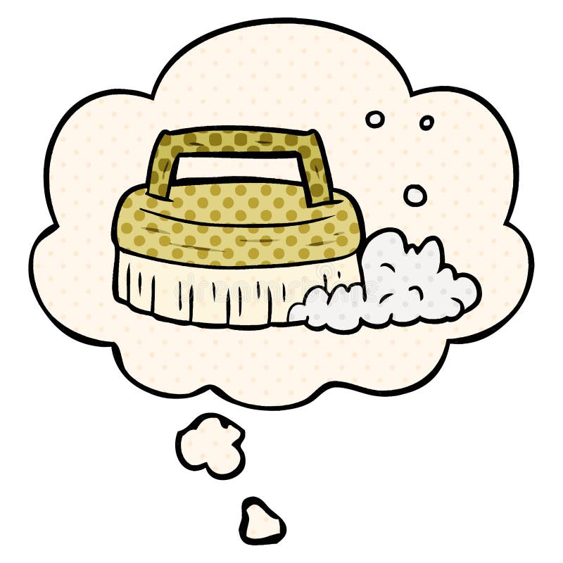 A Creative Cartoon Scrubbing Brush and Thought Bubble in Comic Book ...
