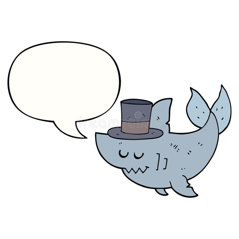 A Creative Cartoon Shark Wearing Top Hat and Speech Bubble Stock Vector ...
