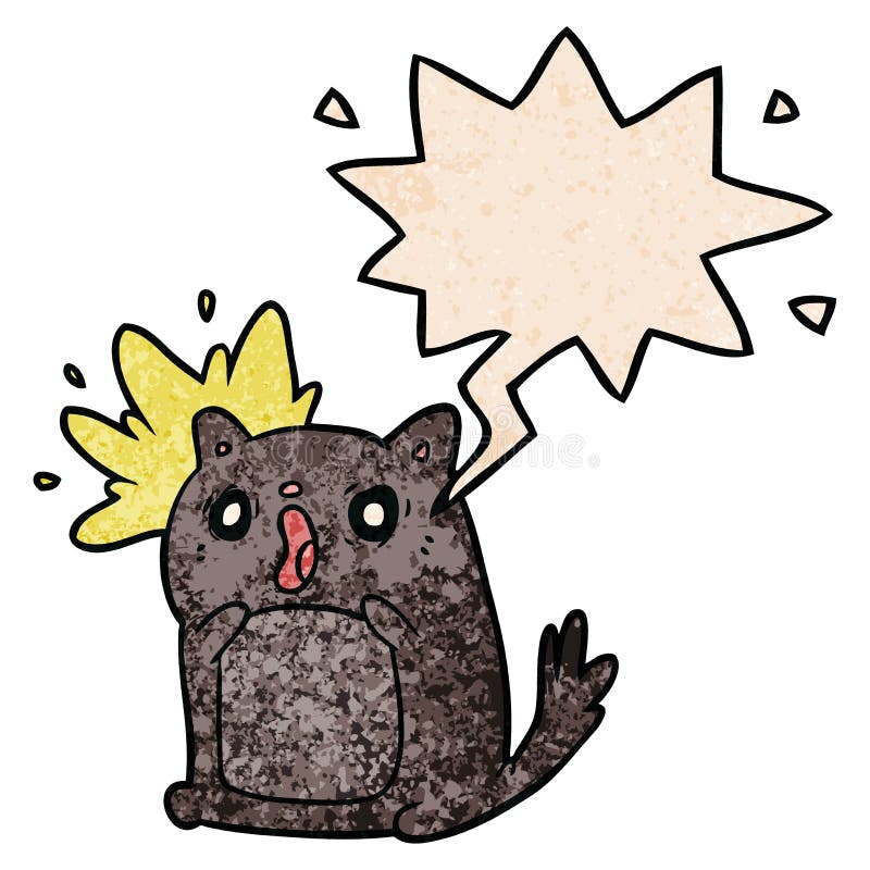 A Creative Cartoon Shocked Cat Amazed and Speech Bubble in Retro ...
