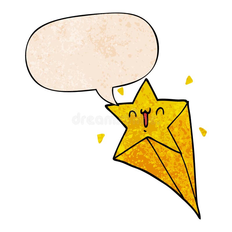 A Creative Cartoon Shooting Star and Speech Bubble in Retro Texture ...