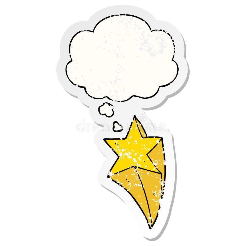 A Creative Cartoon Shooting Star and Thought Bubble As a Distressed ...